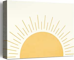 Amazon.com: Boho Abstract Boho Yellow Sun Wall Art,Minimalist Boho Sun ...