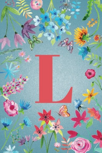 L: Monogram Initial L Notebook for Every Name Combine, Blue Floral 6 x ...