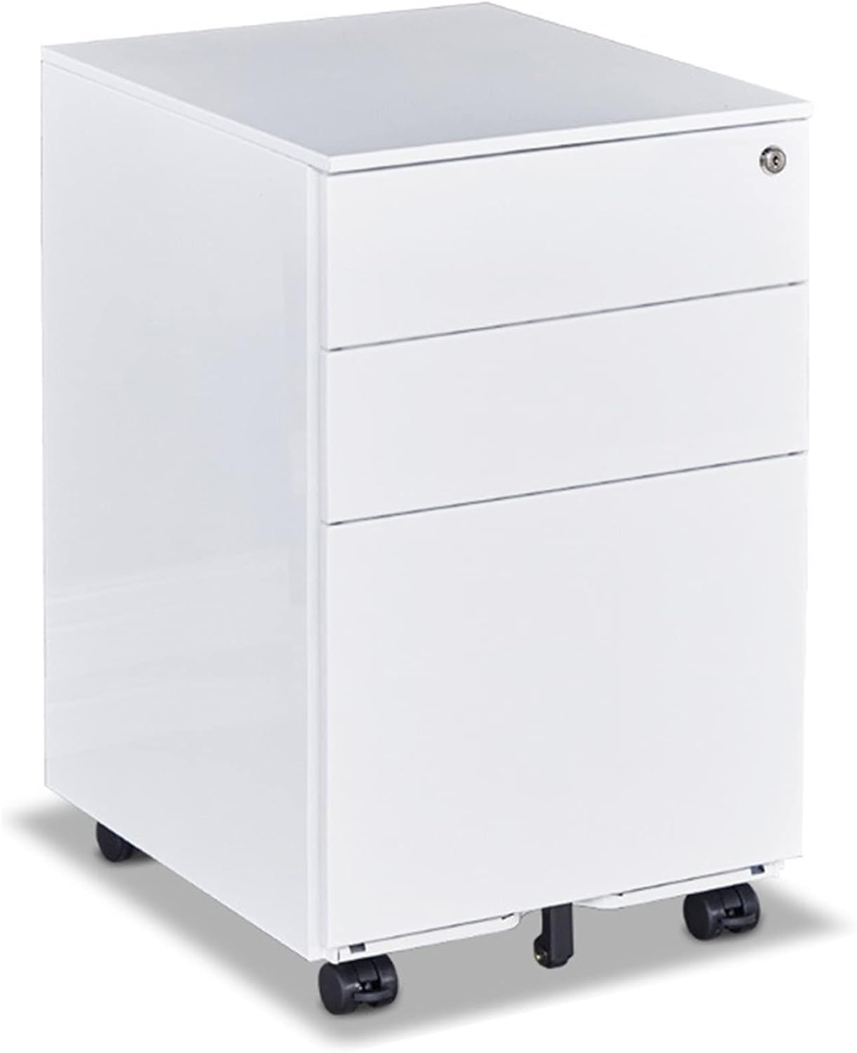 Amazon.co.jp: Desk Wagon with Casters, Locked Cabinet, Storage ...