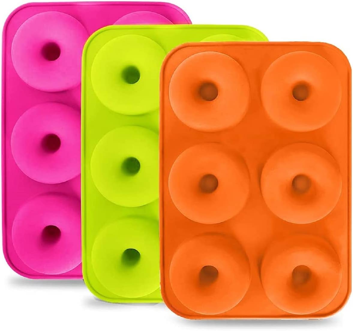 YIAGUN Non-Stick Silicone Donut Mold - 2pcs for 6 Donuts, 3.2 Inch ...