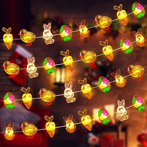 Amazon.com: Zhanmai 2 Pcs Easter Decorations String Lights 20Ft 60 LED ...