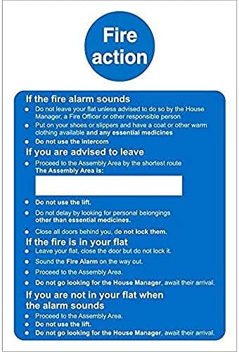 Seco Fire Action - Care Homes Sign, 150mm x 200mm - 1mm Semi Rigid ...