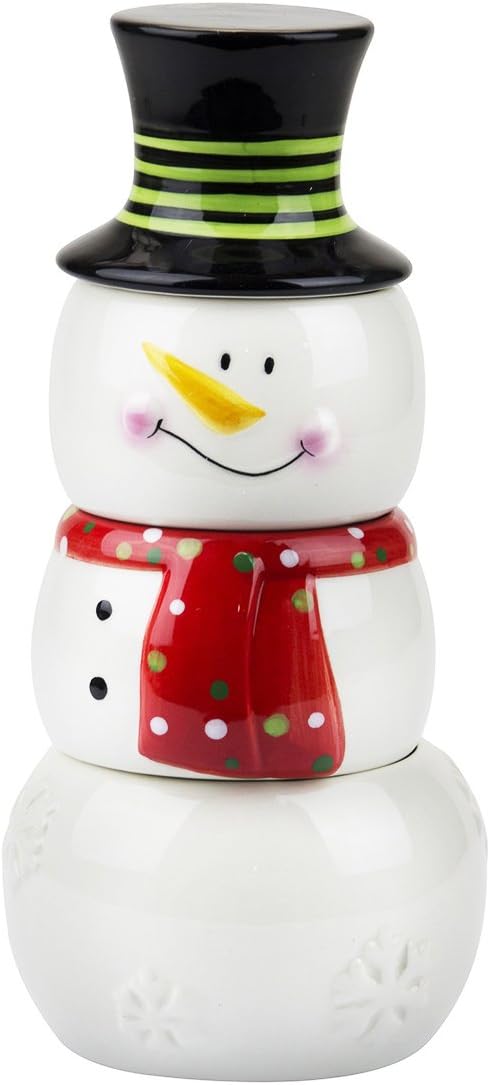 Amazon.com: Christmas Decoration Stackable Snowman Set of 4 Porcelain ...