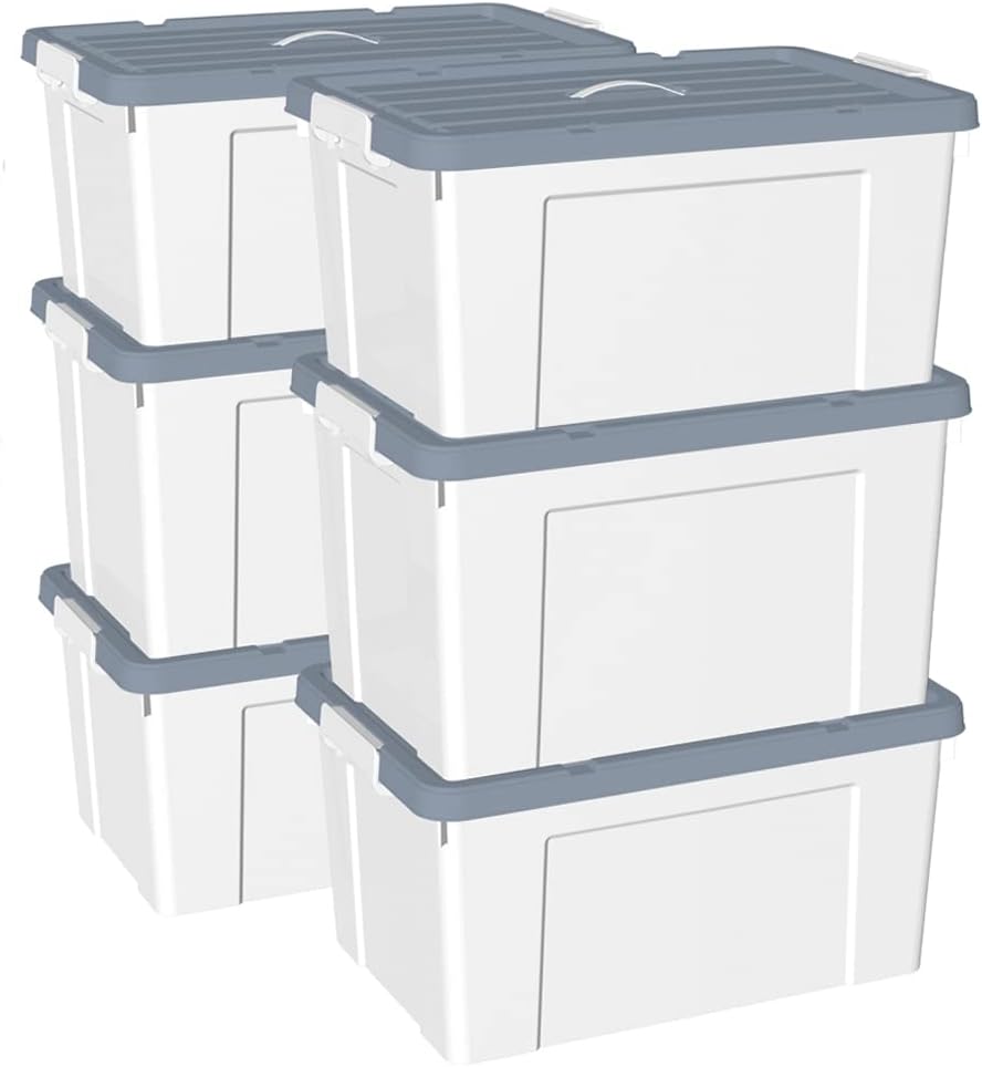 Cetomo 90L*6 Storage Boxes, Carry Plastic Storage Box with Lids ...