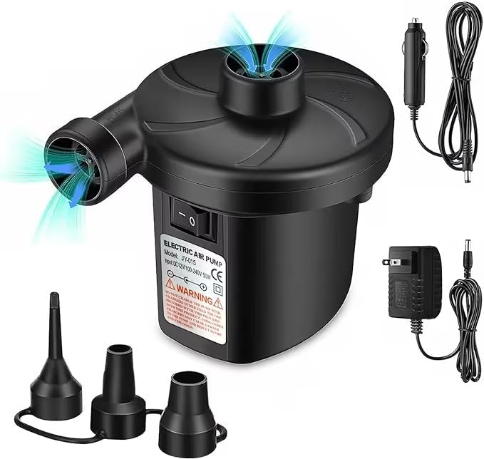 Electric air Pump, Portable inflator with 3 nozzlesair Compressor, 110 ...