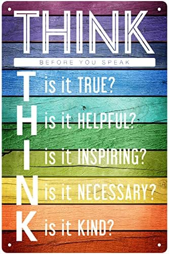 Amazon.com: Think Before You Speak Sign, Growth Mindset Sign, Rustic ...
