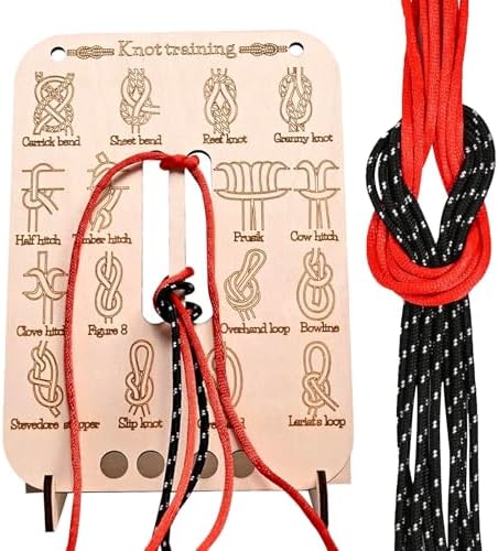 Learn Knot Training Board, Wooden Knot Tying Practice Board Kit with 16 ...