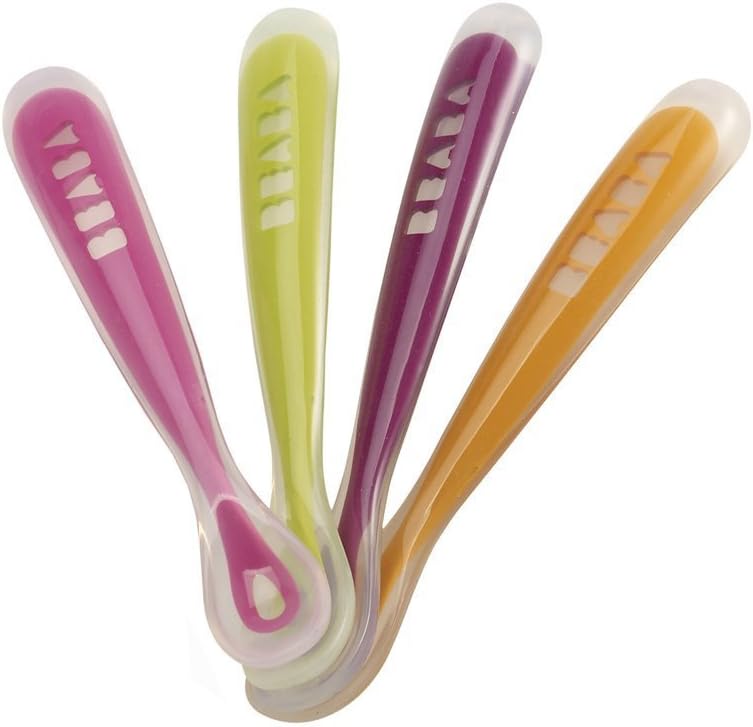 Beaba 1st Meal Silcone Spoons Pack of 4 Assorted Colours : Amazon.co.uk ...