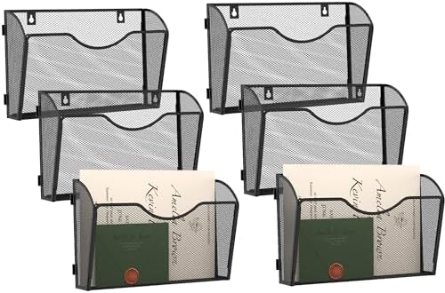 Amazon.com : SUPEASY Metal Wall File Pockets Hanging File Organizer ...