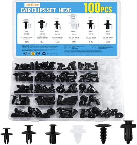 JatilEr 100 Pcs Car Body Trim Clips, Plastic Rivet Fasteners Universal ...