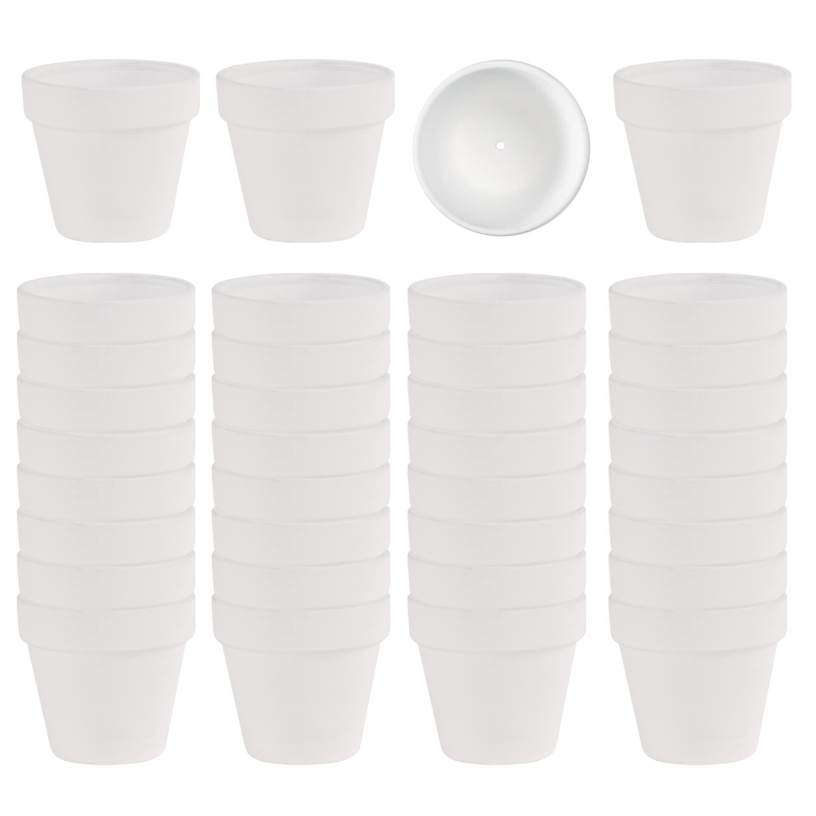 36 PCS Small Mini White Clay Pots with Drainage Holes, 2.5inch Terra ...