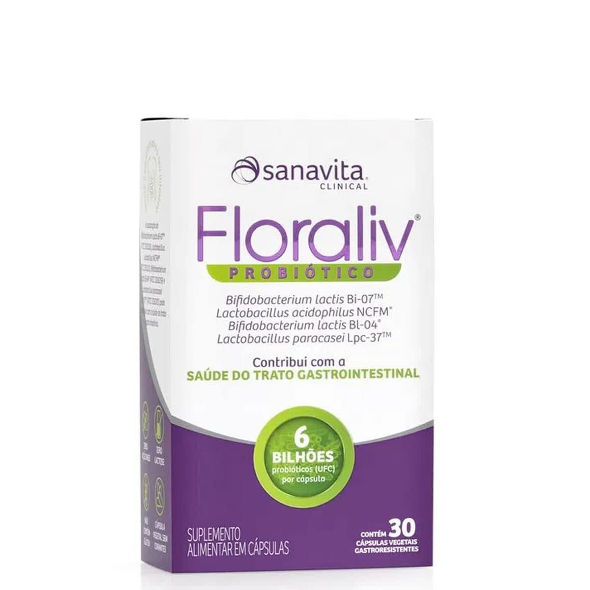 Sanavita Probiótico Floraliv - Saúde Intestinal - Display 30 Cápsulas ...