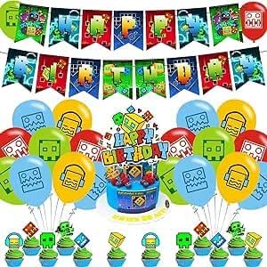 Amazon.com: NETFEN Geometry Dash Party Decorations,Birthday Party ...