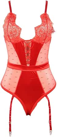 Intimate Fantasies Sexy Blue Black Red Basque Teddy Suspenders Size 10 ...