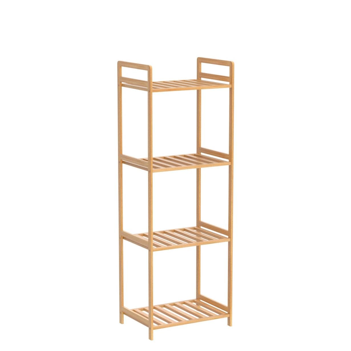 IOTXY Adjustable Multifunctional Shelving Unit - Small 4-Tier Bamboo ...