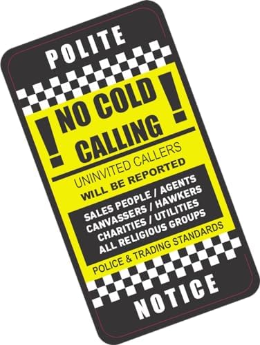 Pack of 2 No Cold Calling Sign/Sticker for Door or Window - Waterproof ...