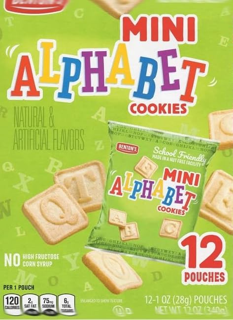 Amazon.com: Mini Alphabet Cookie Box, On the Go, 12, 1oz Benton Pouches ...