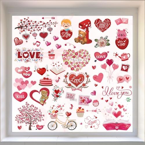 Amazon.com: Glodecart 9PCS Valentine's Day Window Clings for Glass Home ...
