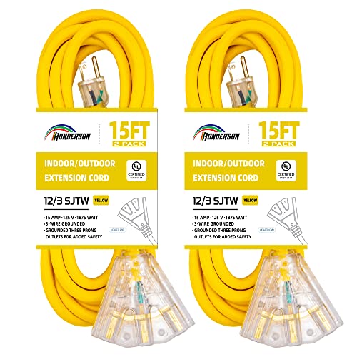Snapklik.com : HONDERSON 2 Pack 3-Outlets Indoor Outdoor Extension Cord ...