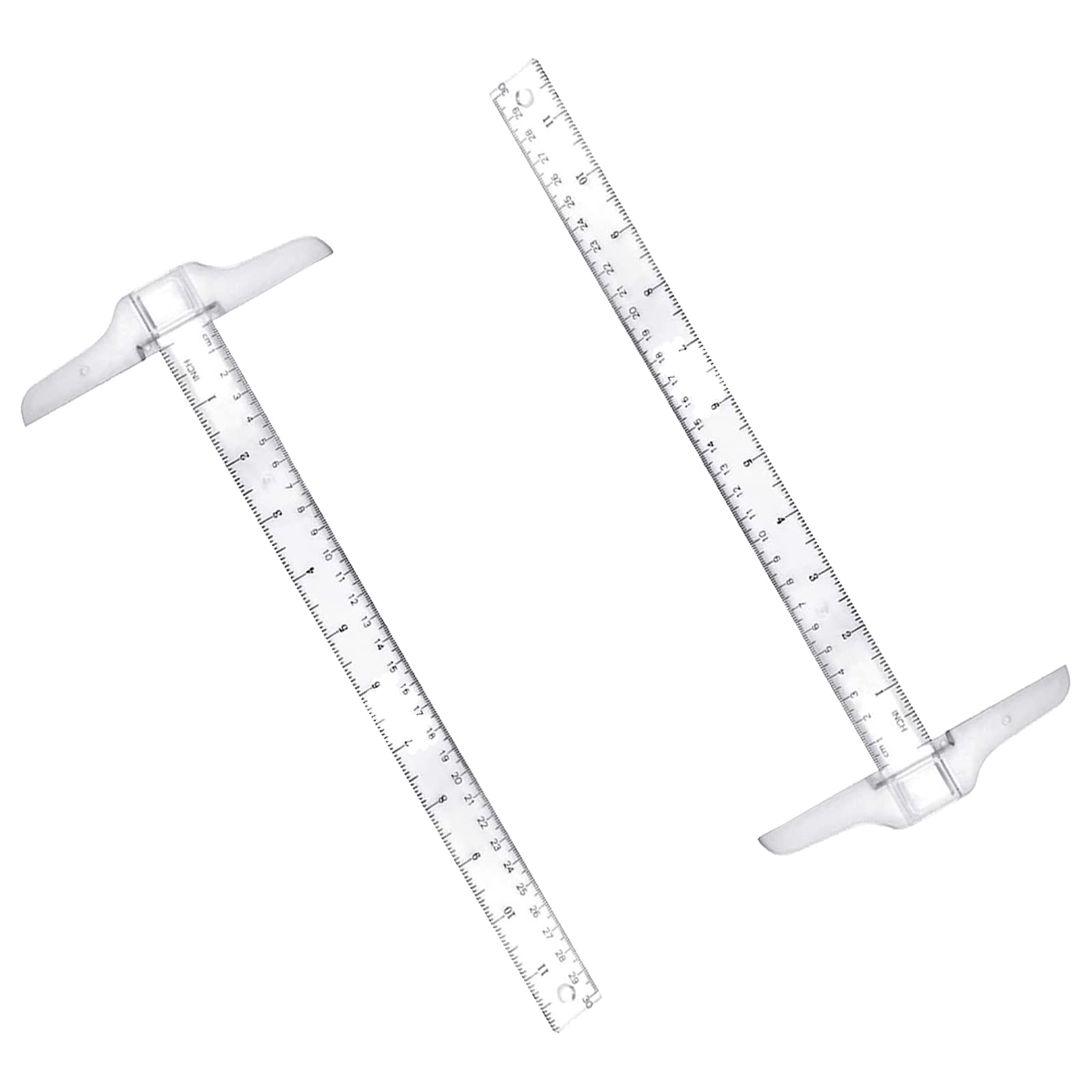 2 Pcs T Shape Rulers Transparent T Square Rulers Plastic Measuring ...