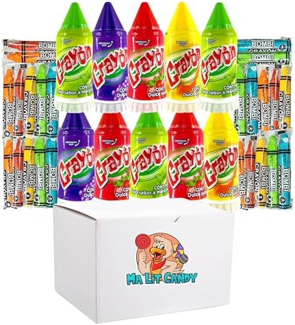 Amazon.com : Ma Lit Candy Big Size Candy Crayons' Box 34 Count Total ...