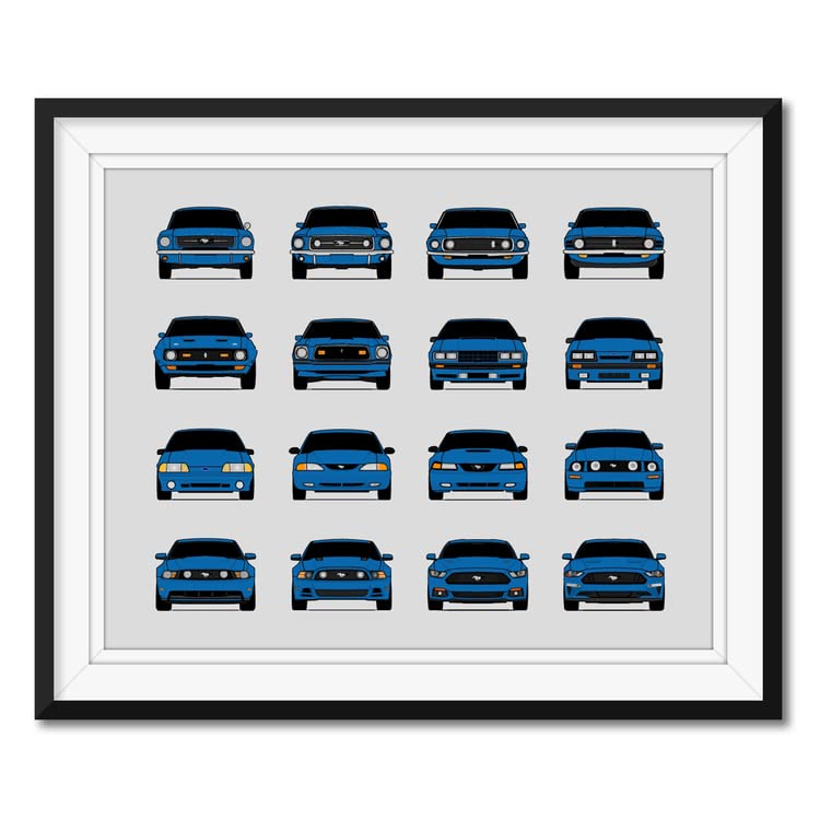 Amazon.com: Ford Mustang Generations Inspired Car Poster - Handmade ...