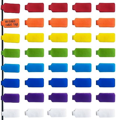 Mr-Label – 40 Pcs 0.78" x 3.54" Hook and Loop Cable Labels –Cord Tags ...