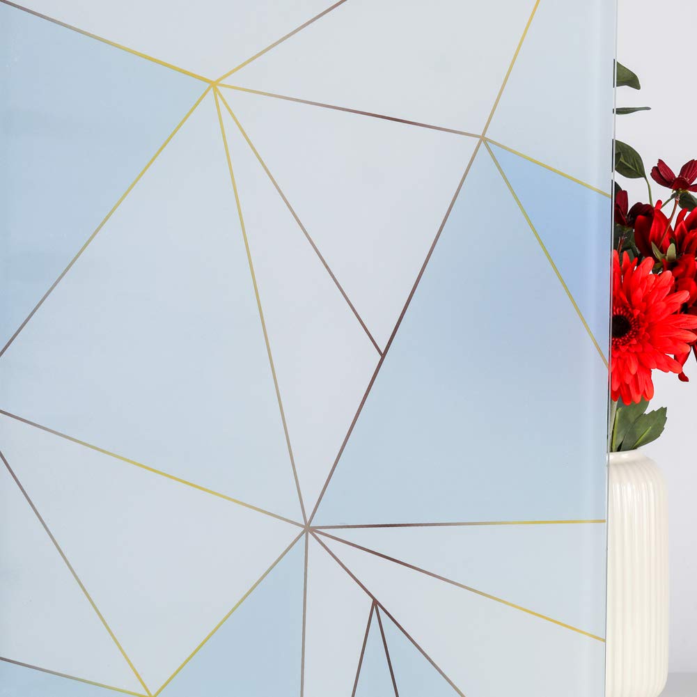 Amazon.com: Privacy Window Film Blue Irregular Geometry, Non-Adhesive ...