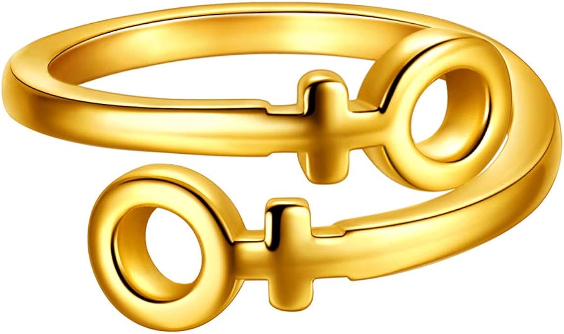 Amazon.com: beautlace LGBT Adjustable Rings Double Female Symbol Open ...