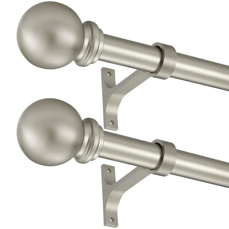 Amazon.com: Brushed Nickel Curtain Rods for Window 28-48 Inch, Curtain ...