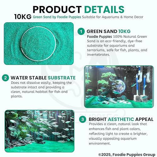 Foodie Puppies Natural Sugar Size (5Kg, Green Sand) Gravel for Aquarium ...