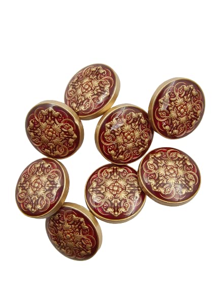Round Maroon Traditional Lucite Embedded Enameled Lamination Shank ...