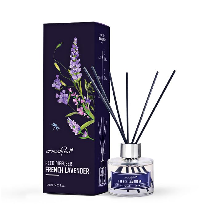 Aromahpure Premium Reed Diffuser 120 ML with 6 Fiber Reed Sticks | French Lavender Last Upto 60 ...