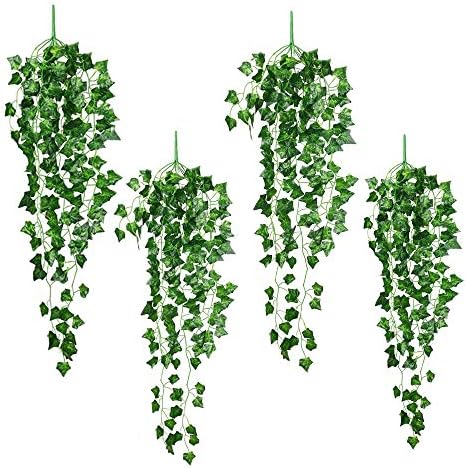 KingYH 2 Pack Artificial Hanging Vines Plants Plastic Fake Trailing ...