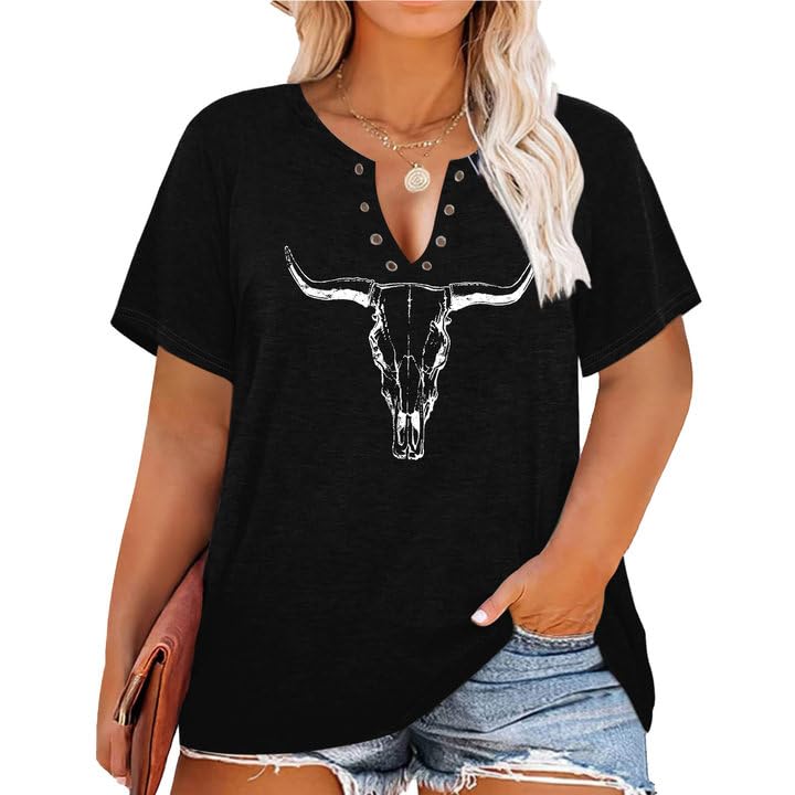 HDLTE Plus Size Women Western Tops Cowboy Graphic Tees Short Sleeve ...