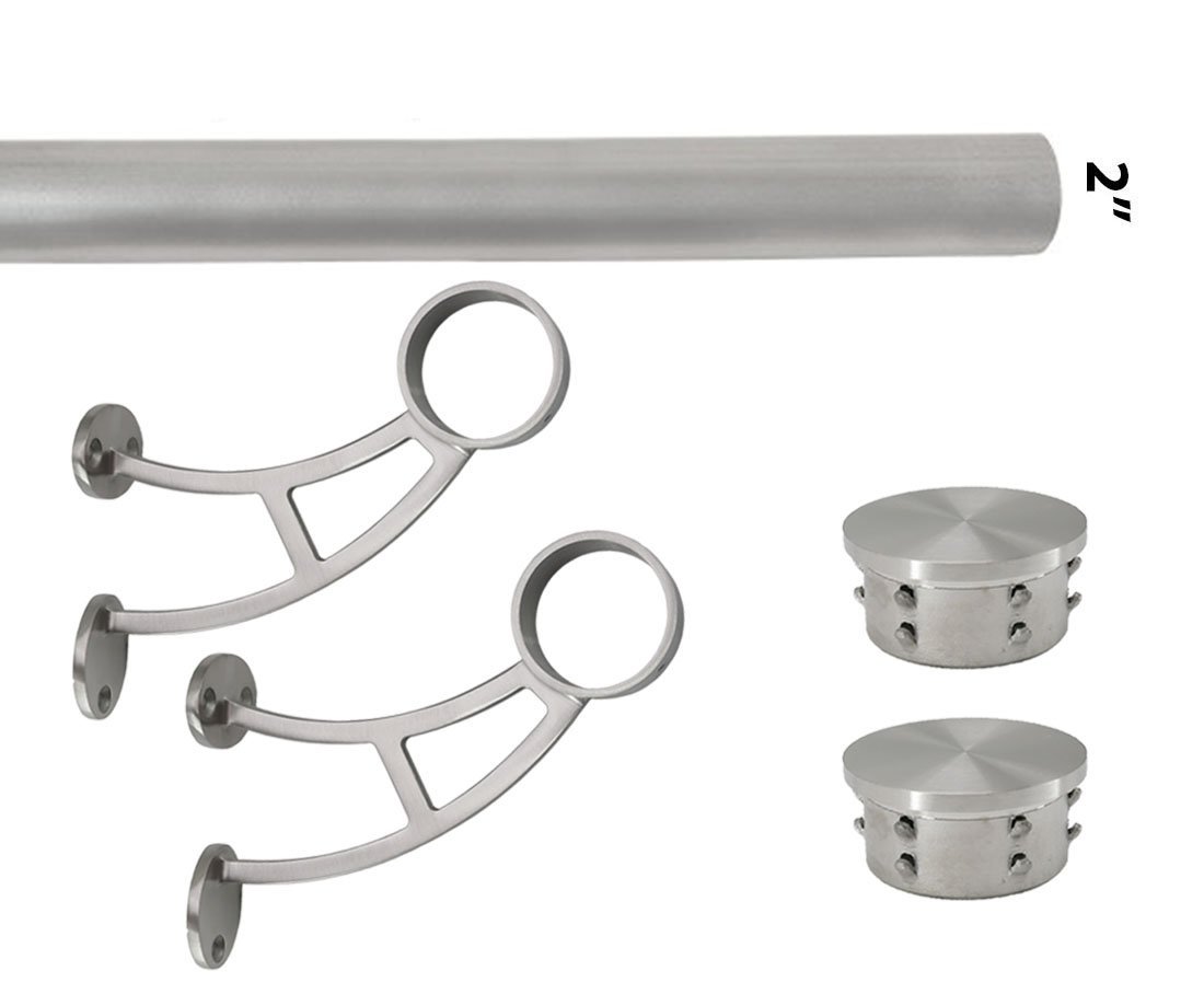 Buy Top Hardware Solid Bar Foot Rail Kit (Custom-Made), Brushed ...