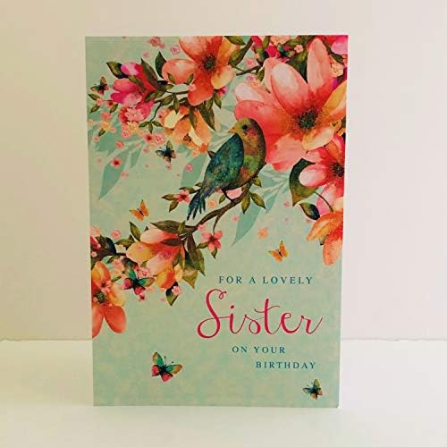 Sister Birthday Card - (NQ-HR168) - Artistic Bird On Floral Branch ...