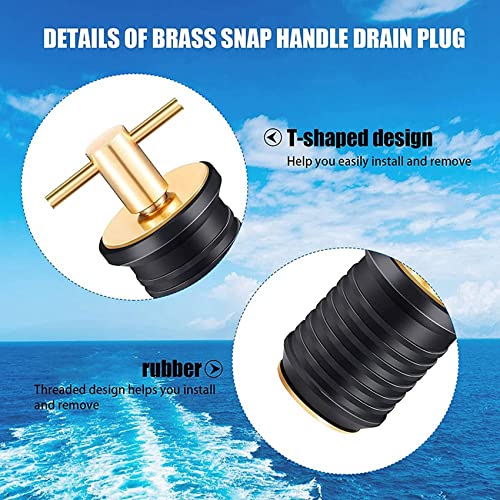 TEITEYER 2 Pcs T-Handle Drain Plug Twist-Turn Marine Boat Drain Plugs ...