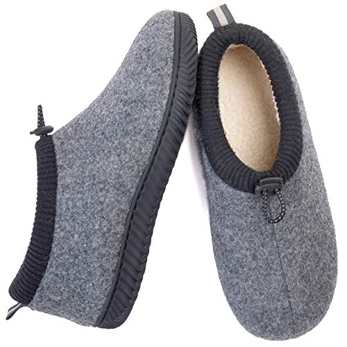 ULTRAIDEAS Men's Cozy Memory Foam Woolen Slippers with Elasticated ...