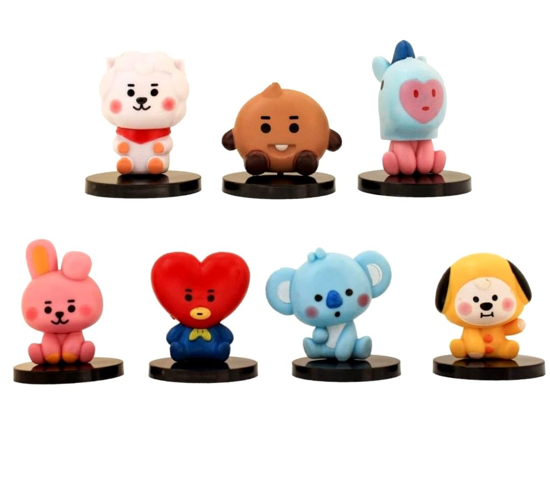 Buy PINAKA BTS BT21 Tiny Tan Figurine Set of 7 Pcs Chimmy Koya Tata ...