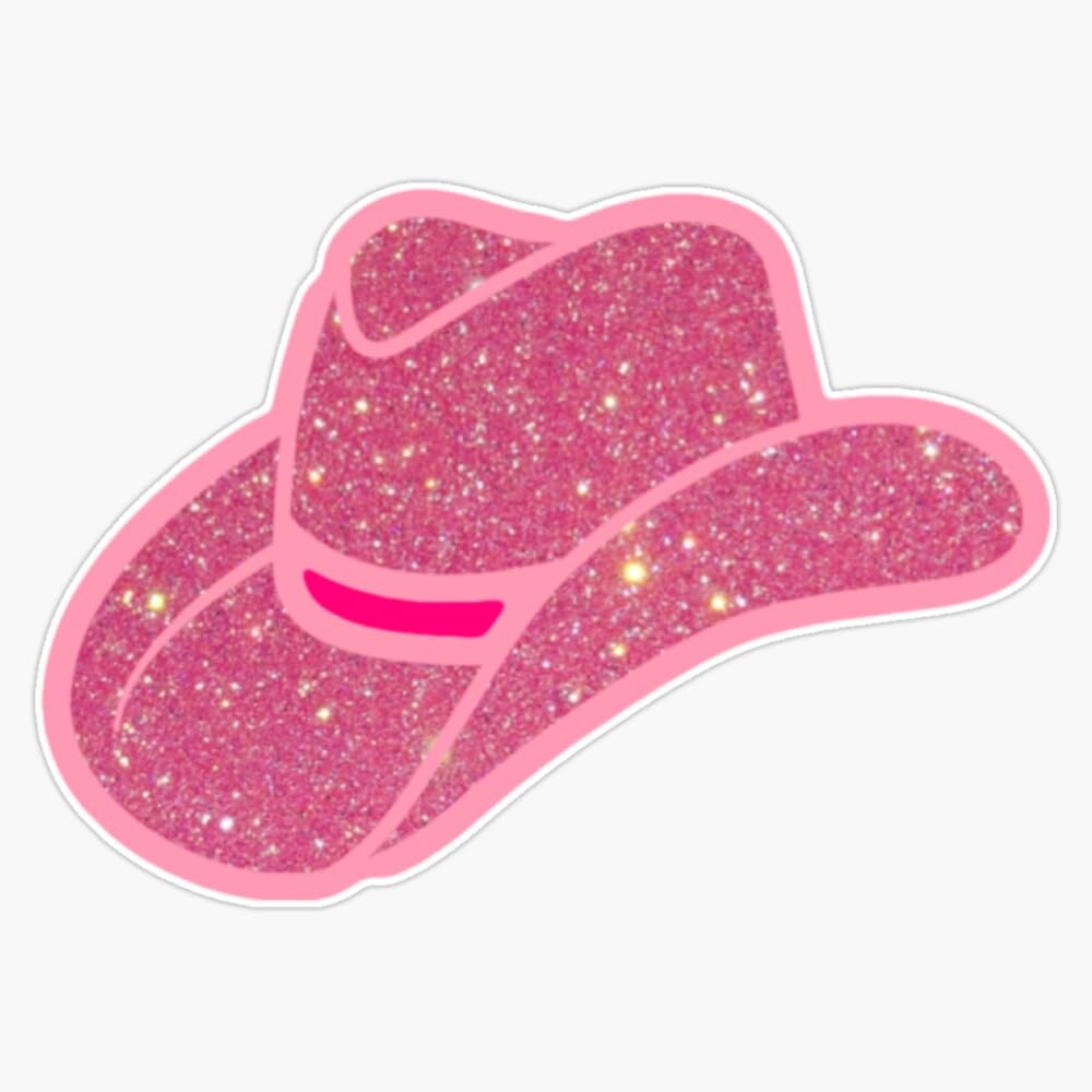 Amazon.com: Pink Glitter Cowgirl Hat Sticker Vinyl Waterproof Sticker ...