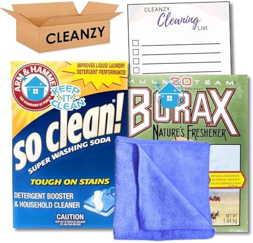 Cleaner and Superwashing Soda, Microfiber CLoth, CLEANZY Cleaning Card ...