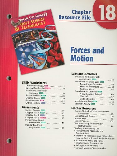 North Carolina Holt Science & Technology Chapter 18 Resource File ...