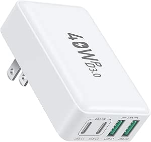 Amazon.com: USB C Wall Charger Flat, OKRAY 40W 4-Port QC+PD3.0 Slim USB-C Fast Charging Block ...