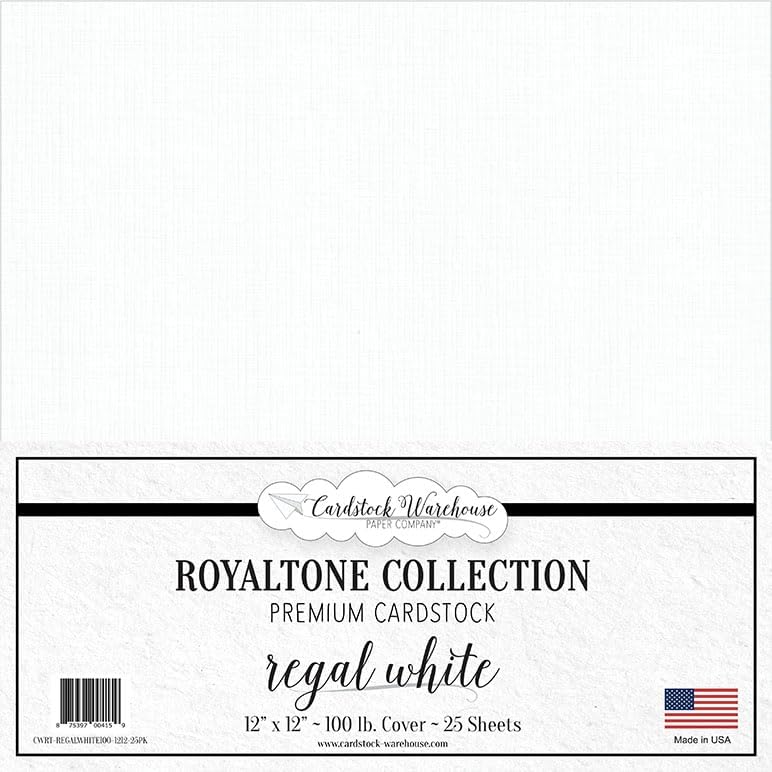 Amazon.com: Cardstock Warehouse Royaltone Embossed Linen Regal White ...