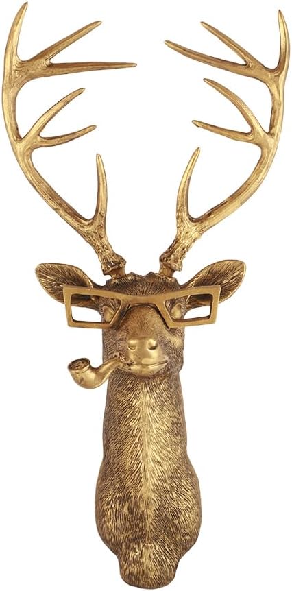 Amazon.com: DAUERHAFT Deer Head Wall Sculpture, Artificial Deer Head ...