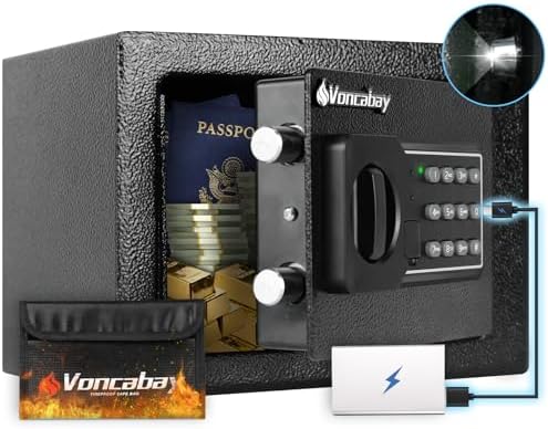 Fireproof Small Safe Box for Money, 0.23 Cu ft Mini Fireproof Safe with ...