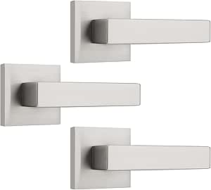 KNOBWELL 3 Pack Dummy Door Handles Brushed Nickel, Interior Door Knobs ...