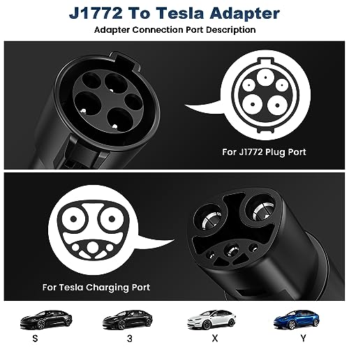 Snapklik.com : AVAPOW J1772 To Tesla Adapter 80 AMP / 240V AC Fast ...