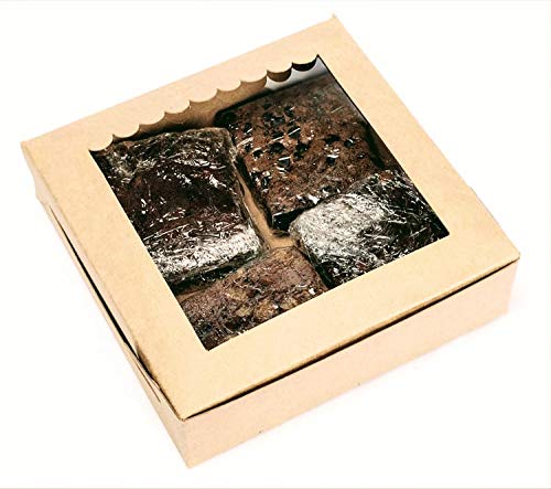 "4" Brownies Box Pack of"10" Piece Golden Box Bakery Boxes with Window ...